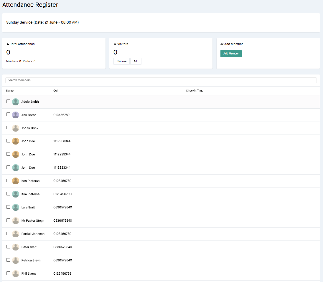 Service Attendance Register – eDisciples Docs