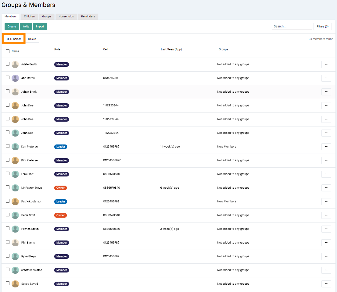 Bulk Delete Members – eDisciples Docs